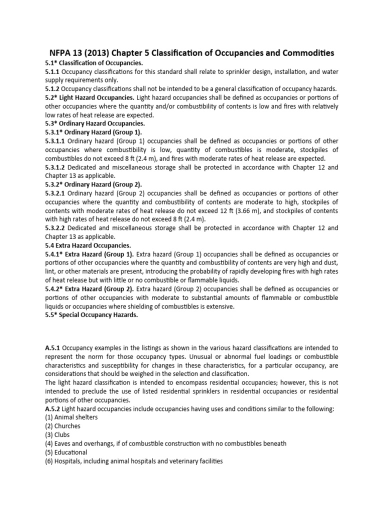 NFPA 13 Occupancy & Commodity | PDF | Pallet | Fire Sprinkler System