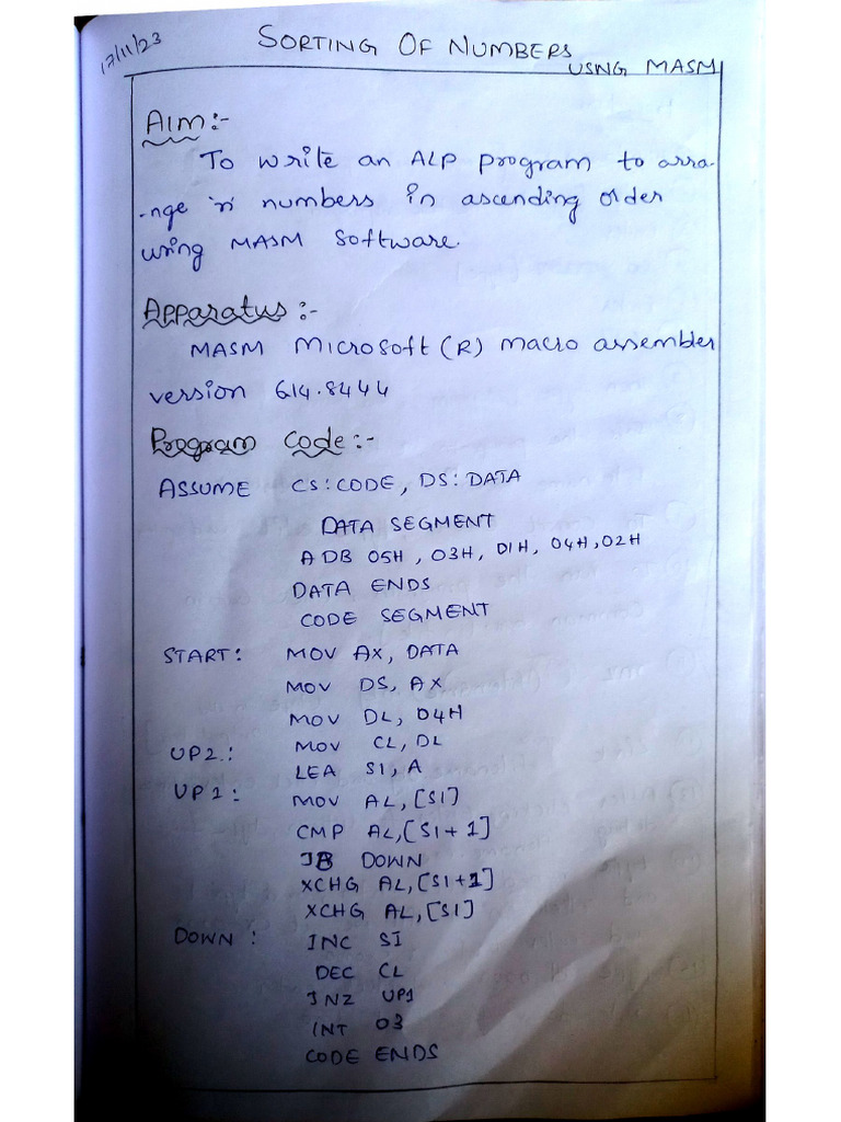 MASM Sorting | PDF