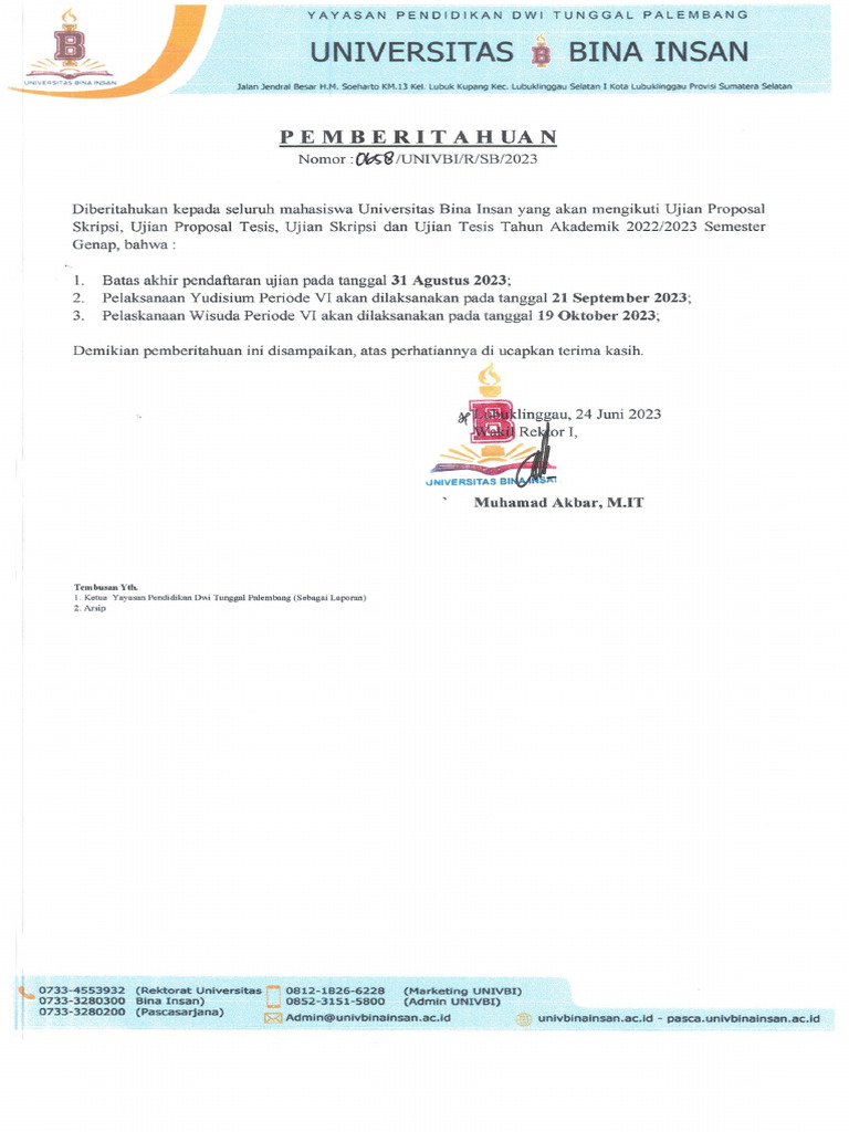 Pemberitahuan Batas Pendaftaran Ujian Skripsi, Ujian Tesis, Yudisium ... Pemberitahuan Batas Pendaftaran Ujian Skripsi, Ujian Tesis, Yudisium ...