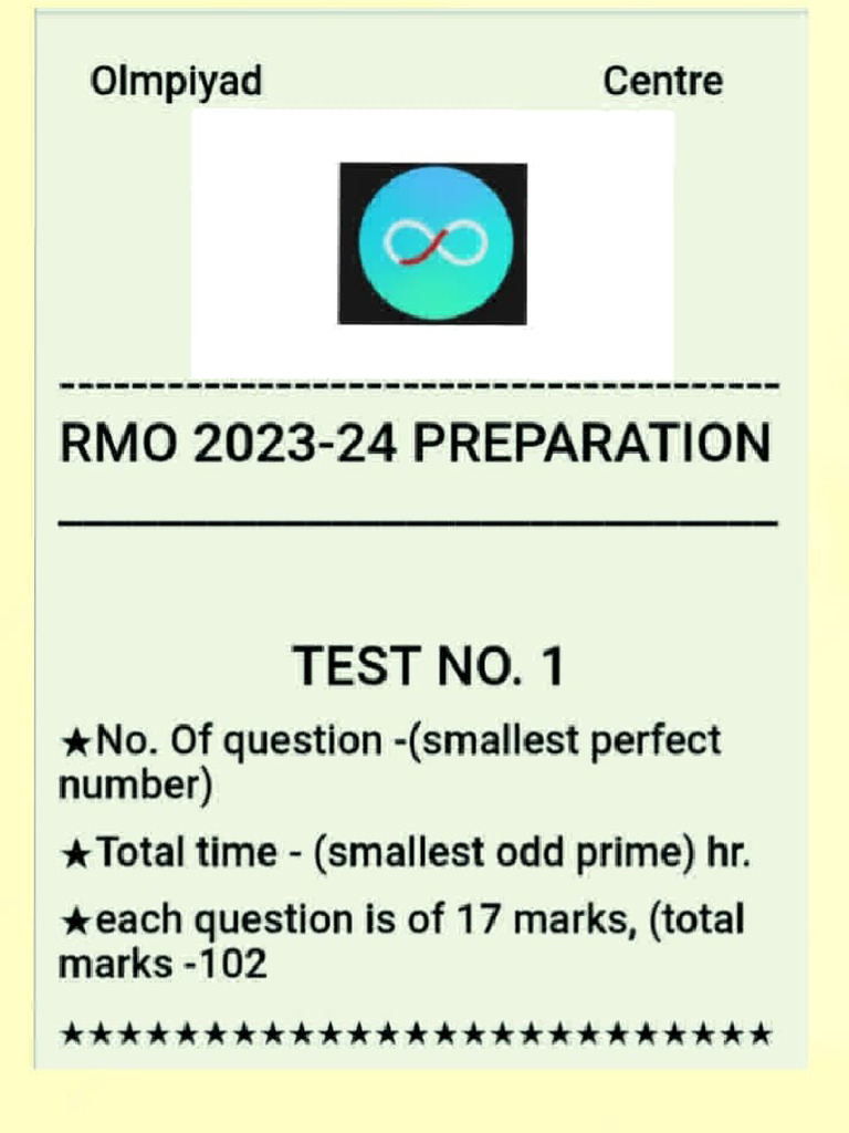 RMO Test Paper 1 by Olmpiyad Centre | PDF | Euclidean Geometry | Numbers