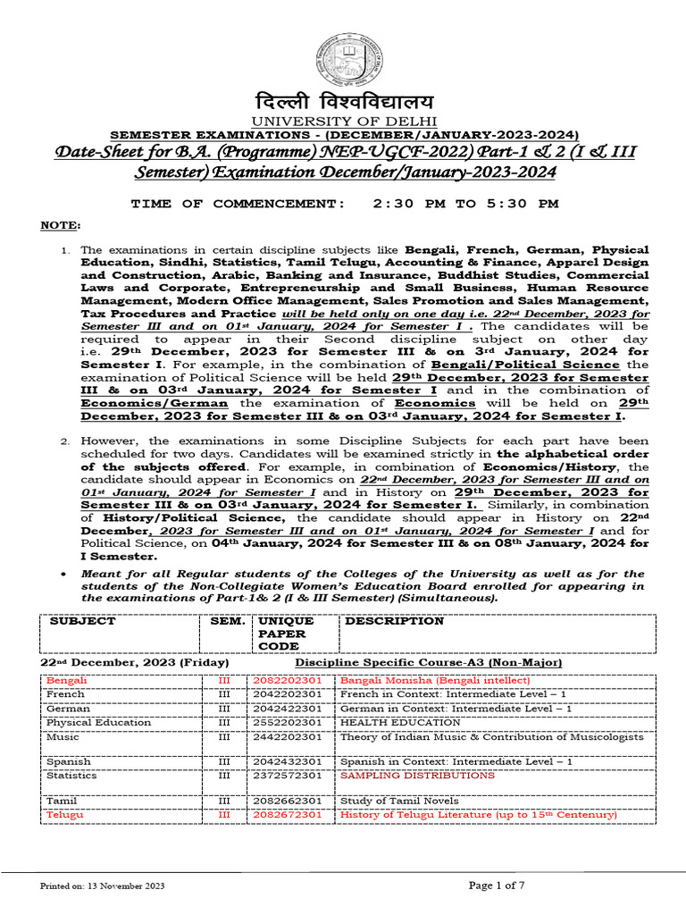 2023 11 13 CBCS Nep Bap 23 Sem - Iii I | PDF | Science | Sanskrit