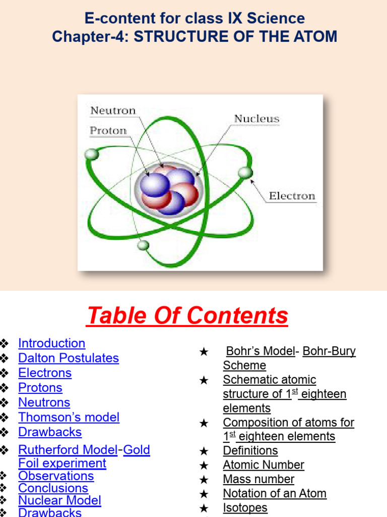 L-4 Structure of The Atom Notes | PDF | Atoms | Atomic Nucleus