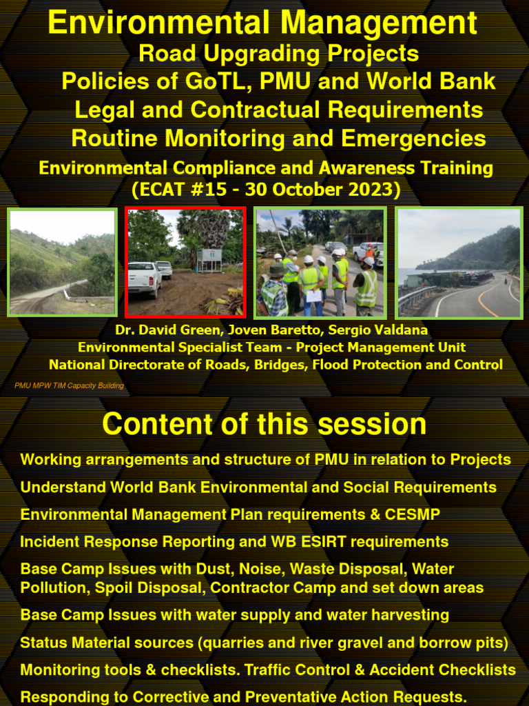 ECAT 15 Pres PMU Gov and WB Req Slids 1-19 Env MNGMT Oct 2023 DG | PDF | Protected Area ...