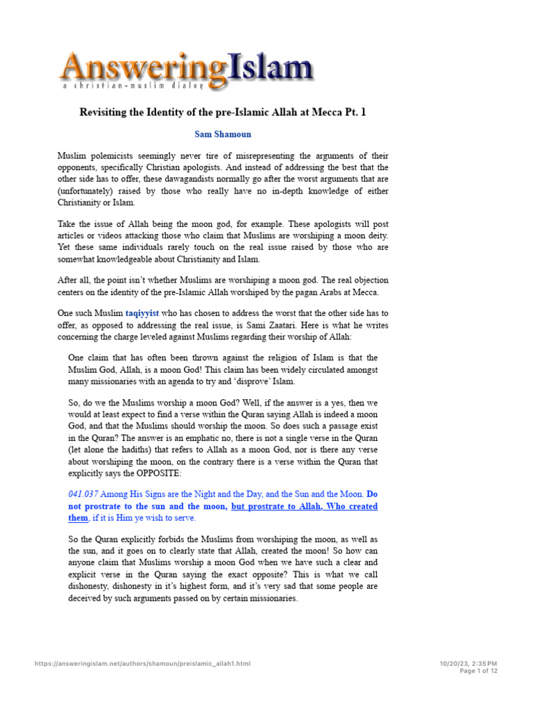 The Identity of the pre-Islamic Allah [Part 1] | PDF | Allah | Muhammad