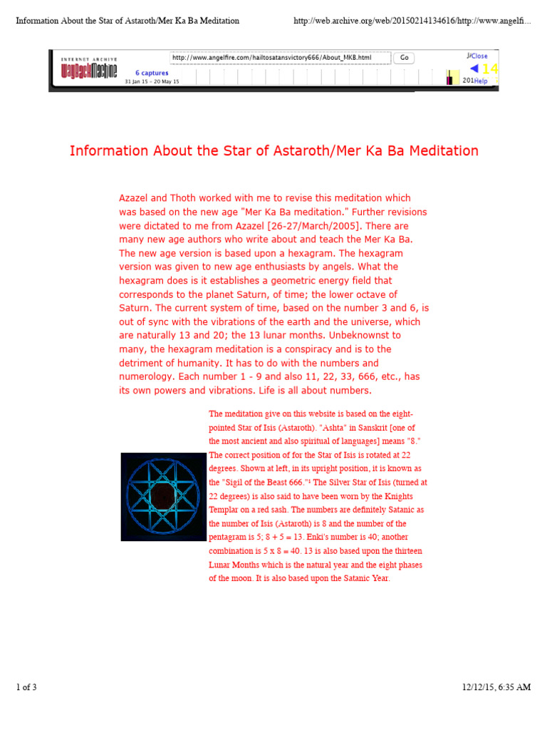 Information About The Star of Astaroth:Mer Ka Ba Meditation | PDF | Religious Belief And Doctrine