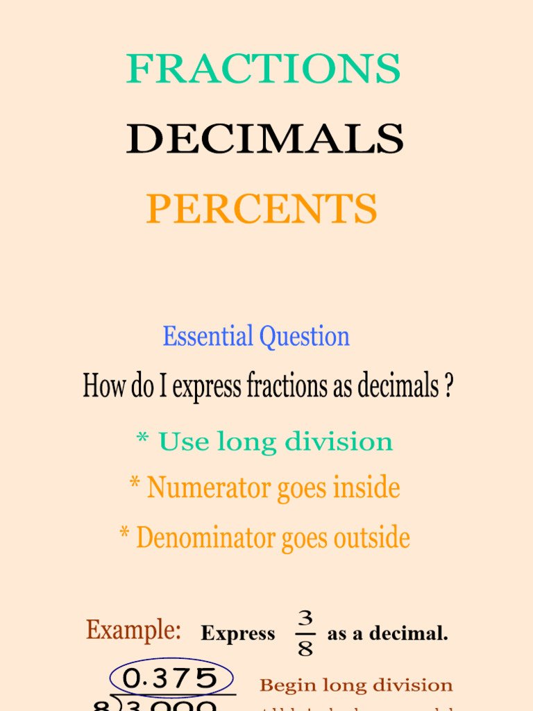 Converting Between Fractions, Decimals, and Percentages | PDF | Decimal ...