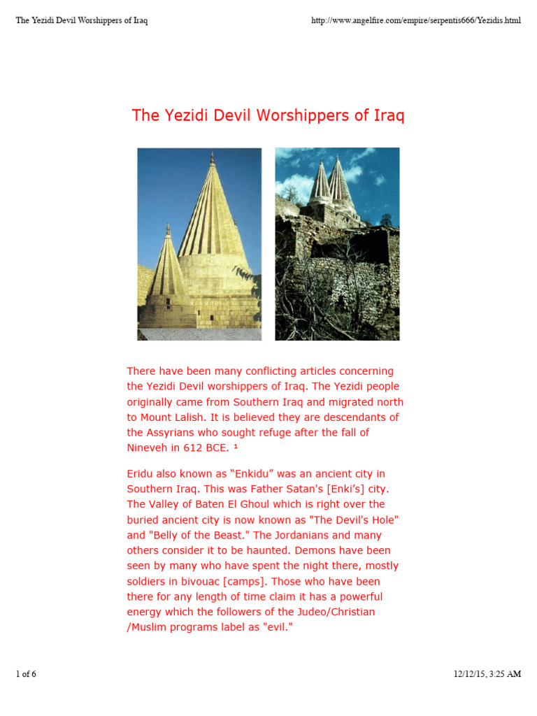 The Yezidi Devil Worshippers of Iraq | PDF | Yazidis | Religious Belief ...