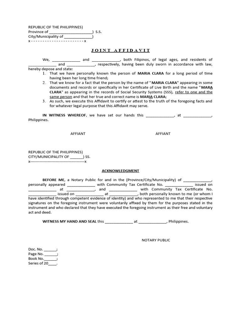 Sample - Affidavit of One and The Same Person | PDF Sample - Affidavit of One and The Same Person | PDF