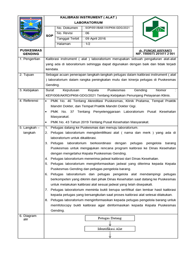 Sop Kalibrasi Instrument | PDF