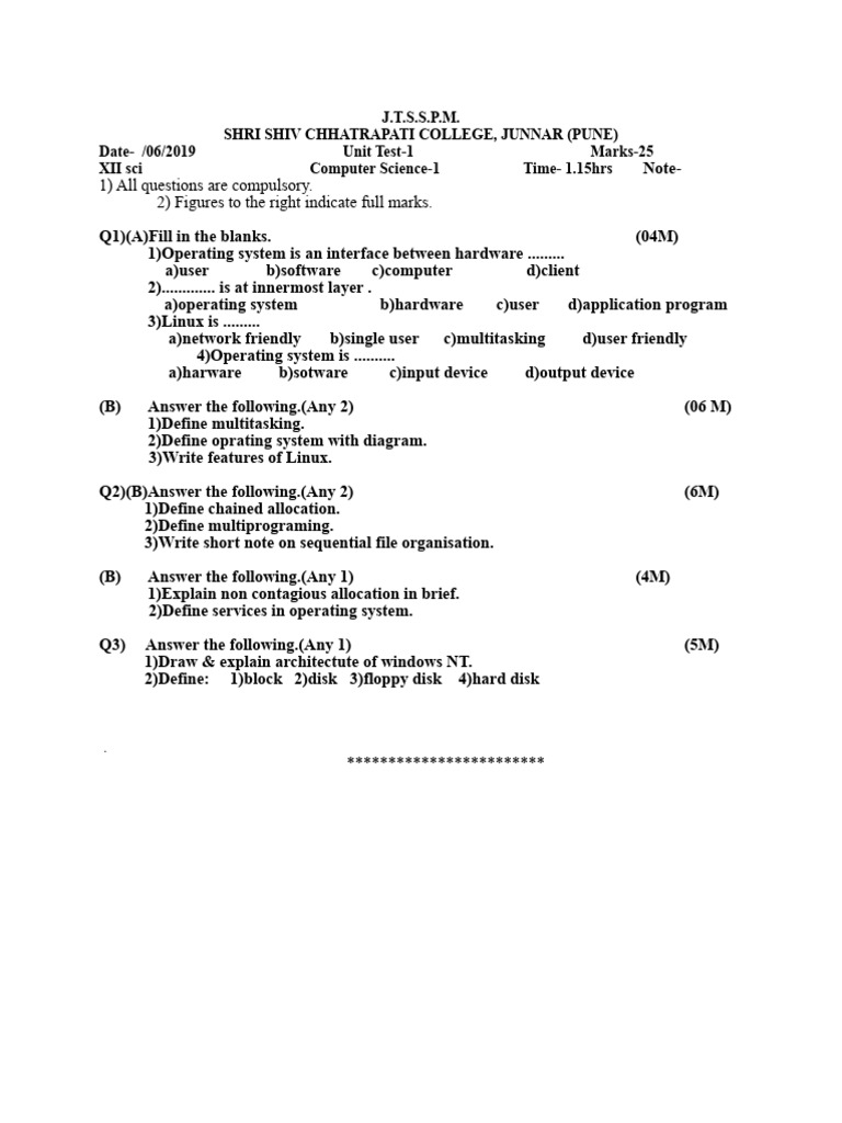 Aditi Model Test: Computer Science XII | PDF | Teaching Methods ...