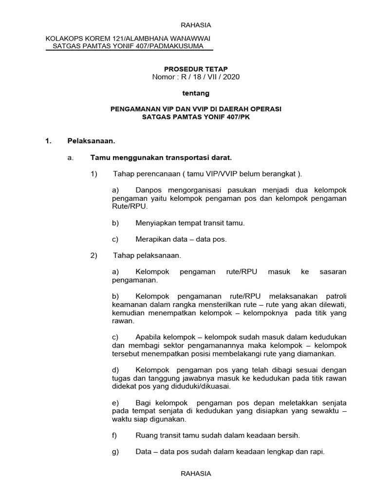 Protap Pam Vip & Vvip Di Daerah Ops | PDF | Sejarah