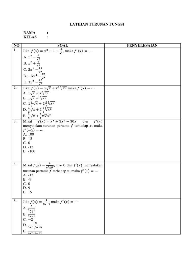 Latihan Turunan | PDF