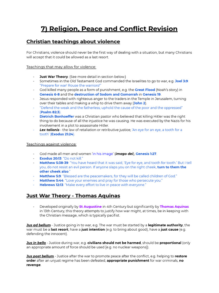 Religion, Peace and Conflict Revision | PDF | Forgiveness | Pacifism