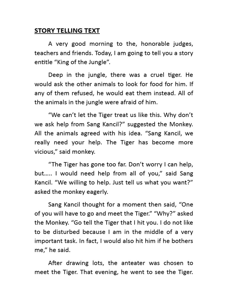 Story Telling Text 2023-2024 | PDF