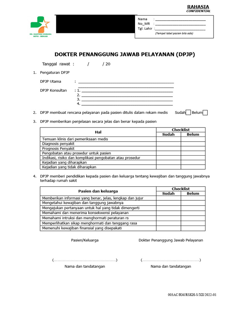 003AC. Formulir DPJP | PDF