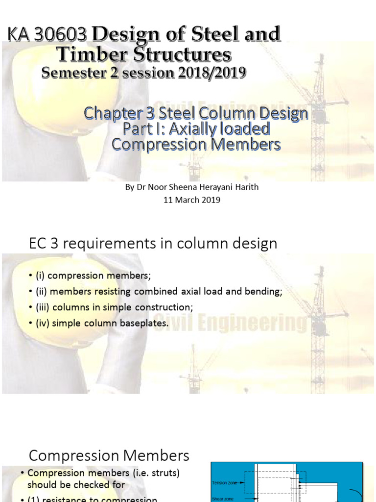 Steel and Timber Chapter 3 Column | PDF | Buckling | Bending
