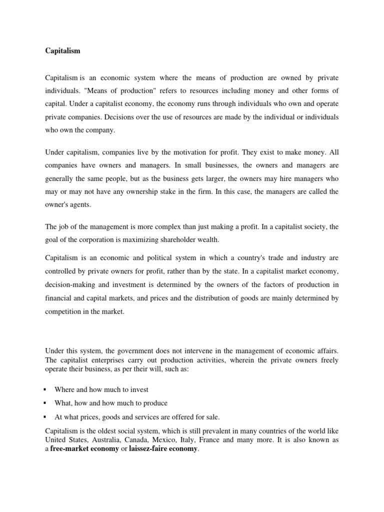 Capitalism: Key Traits and Dynamics | PDF | Capitalism | Economic System