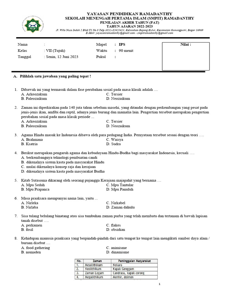 IPS PAT Kelas 7 | PDF