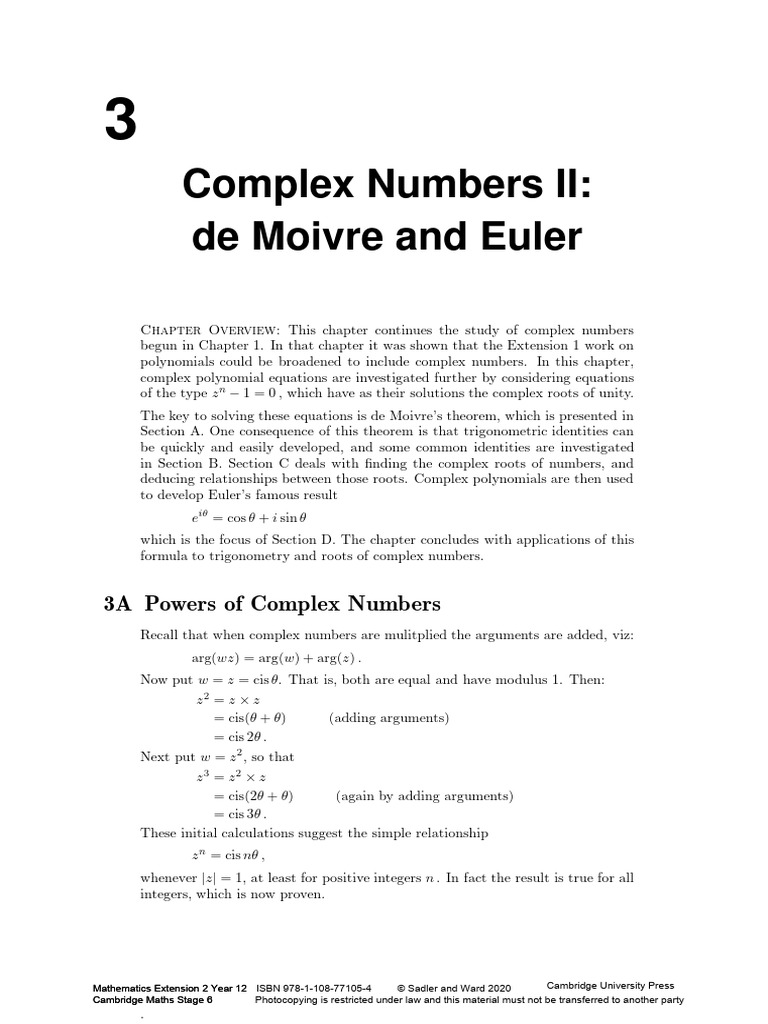 Cambridge Complex Numbers 2 | PDF | Complex Number | Equations