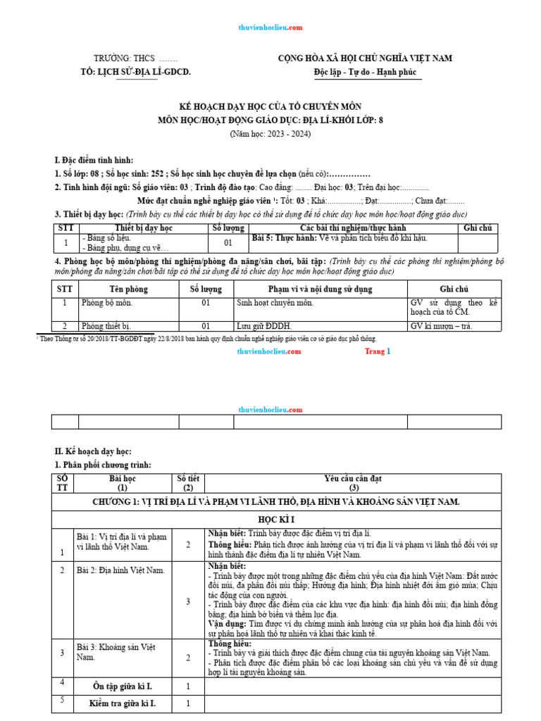 Trư NG: Thcs .: Thuvienhoclieu | PDF