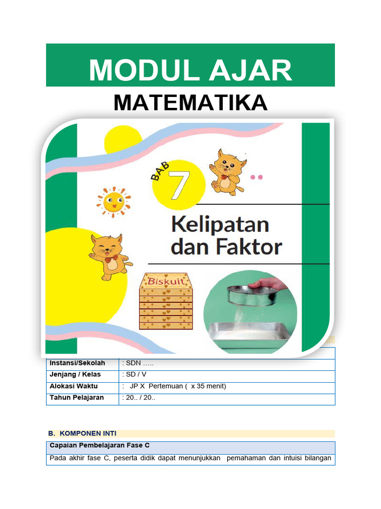 Modul Ajar MTK Kelas 5 - BAB 7 | PDF