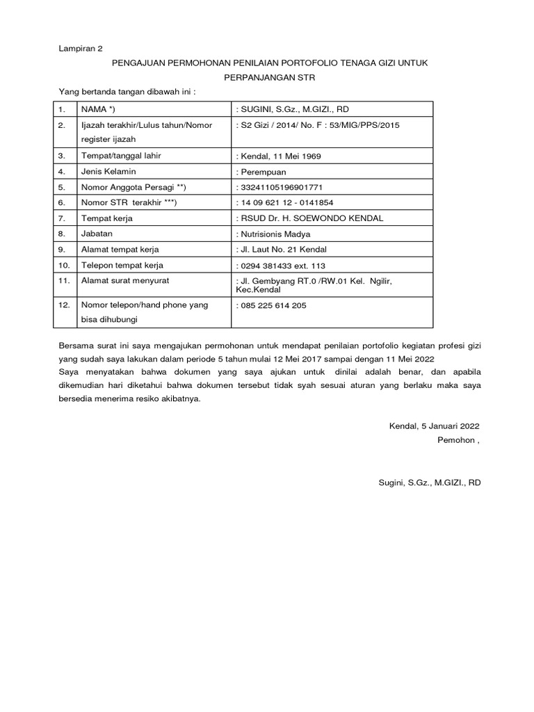 Dokumen Pengajuan Re-Str Sugini 2017-2022 | PDF | Pengembangan Diri ...