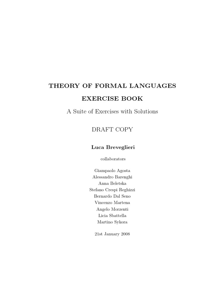 Theory of Formal Languages Exercise Book | PDF | Regular Expression | String (Computer Science)