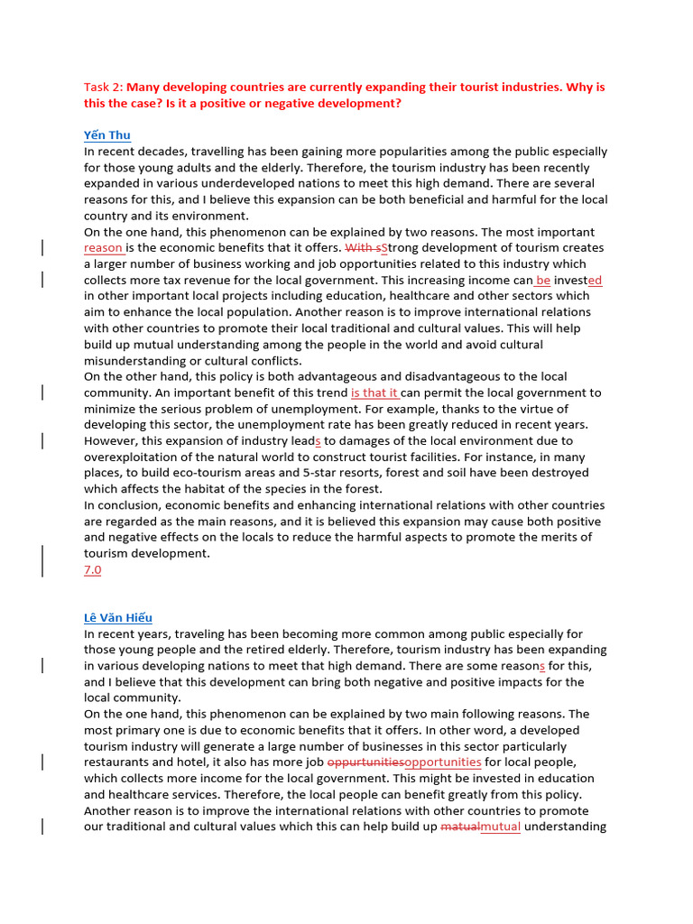 5.5 Task 2 Opinion Essay Tourism Writing Correction | Download Free PDF | Tourism | Unemployment