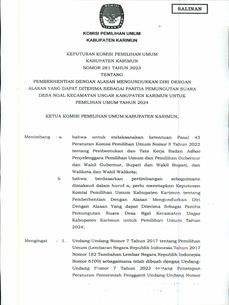 281 Pemberhentian PPS Ngal | PDF