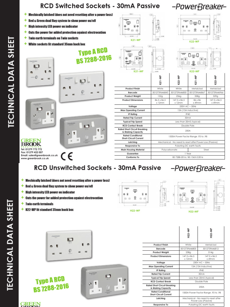 Greenbrook k21 Range Datasheet | PDF | Electricity | Electrical Engineering