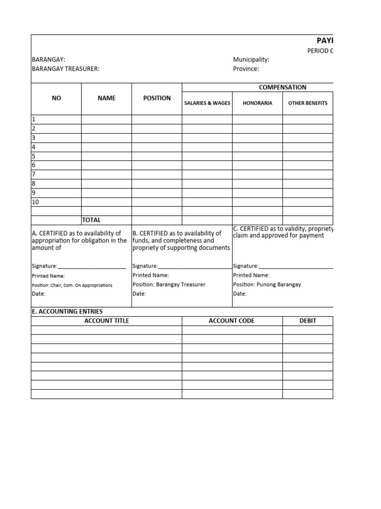 Payroll For Barangay | PDF | Payroll Tax | Business