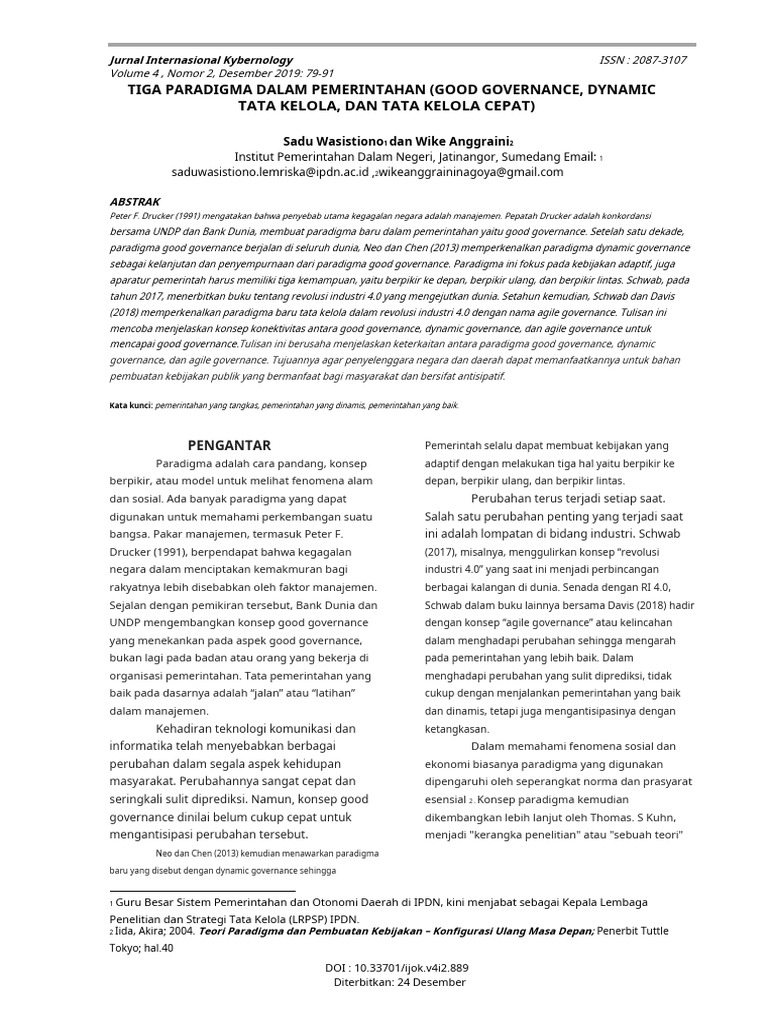 Tiga Paradigma Dalam Pemerintahan (Good Governance, Dynamic | PDF