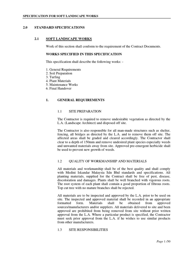 Softscape Planting Specification | PDF | Fertilizer | Soil