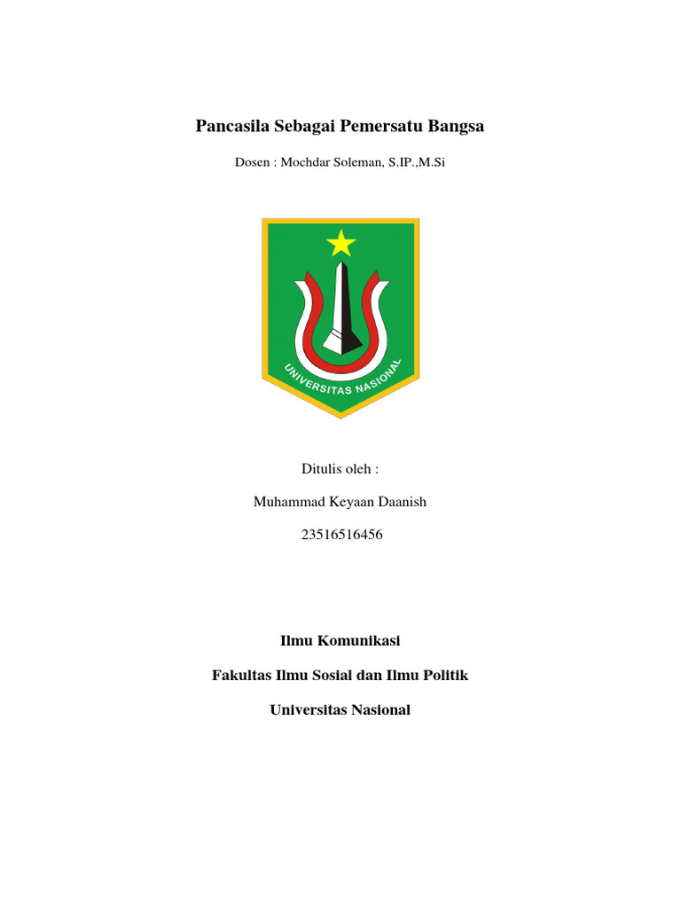Essai Pancasila Sebagai Pemersatu Bangsa - Keyaan | PDF