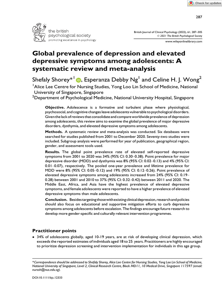 Global Adolescent Depression Prevalence | PDF | Major Depressive ...