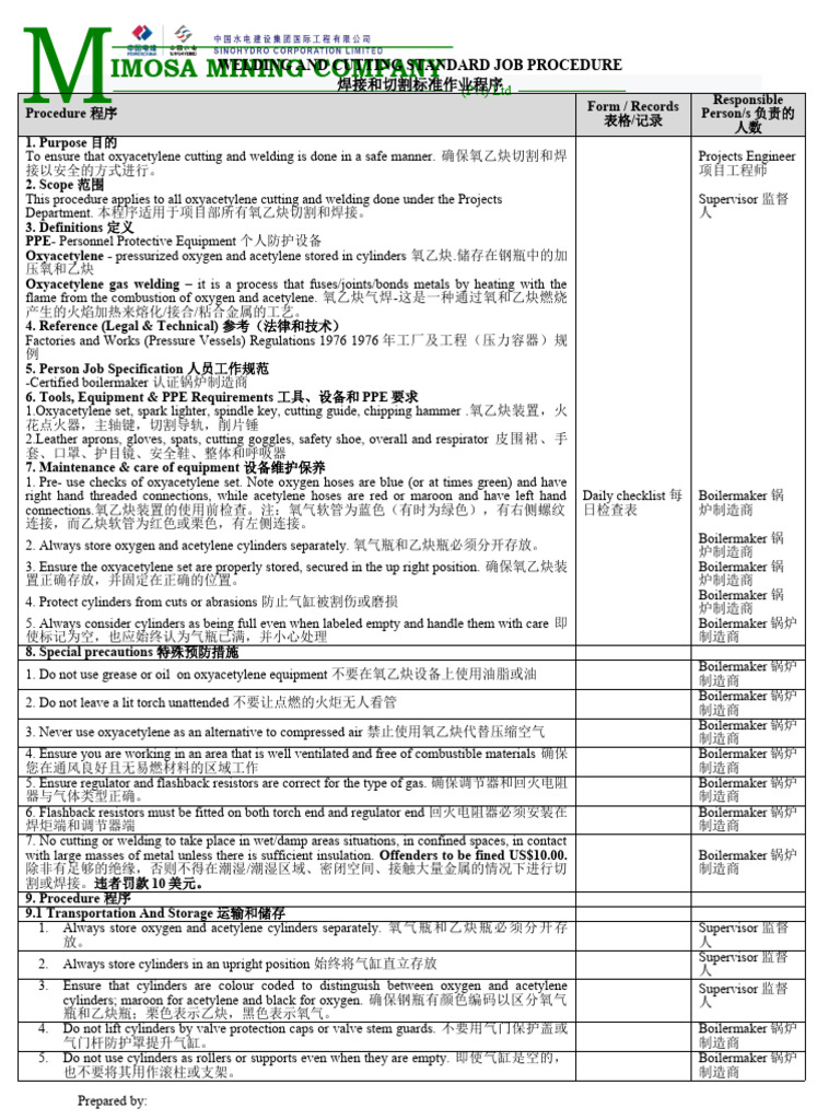 HEP Gas Cutting and Welding Checklist | PDF | Physical Sciences ...