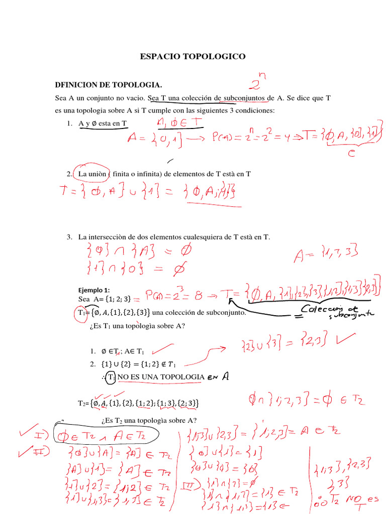 ESPACIO TOPOLOGICO.t | PDF | Conjunto (Matemáticas) | Topología