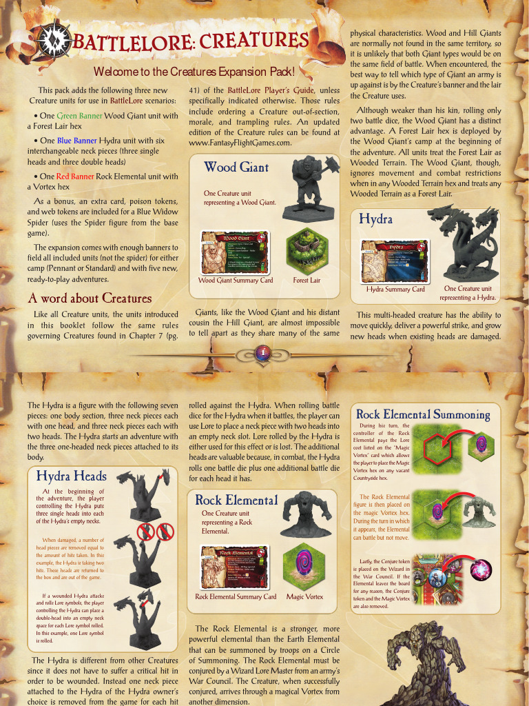 BattleLore: Creatures Expansion Pack | PDF | Gaming | Tabletop Games