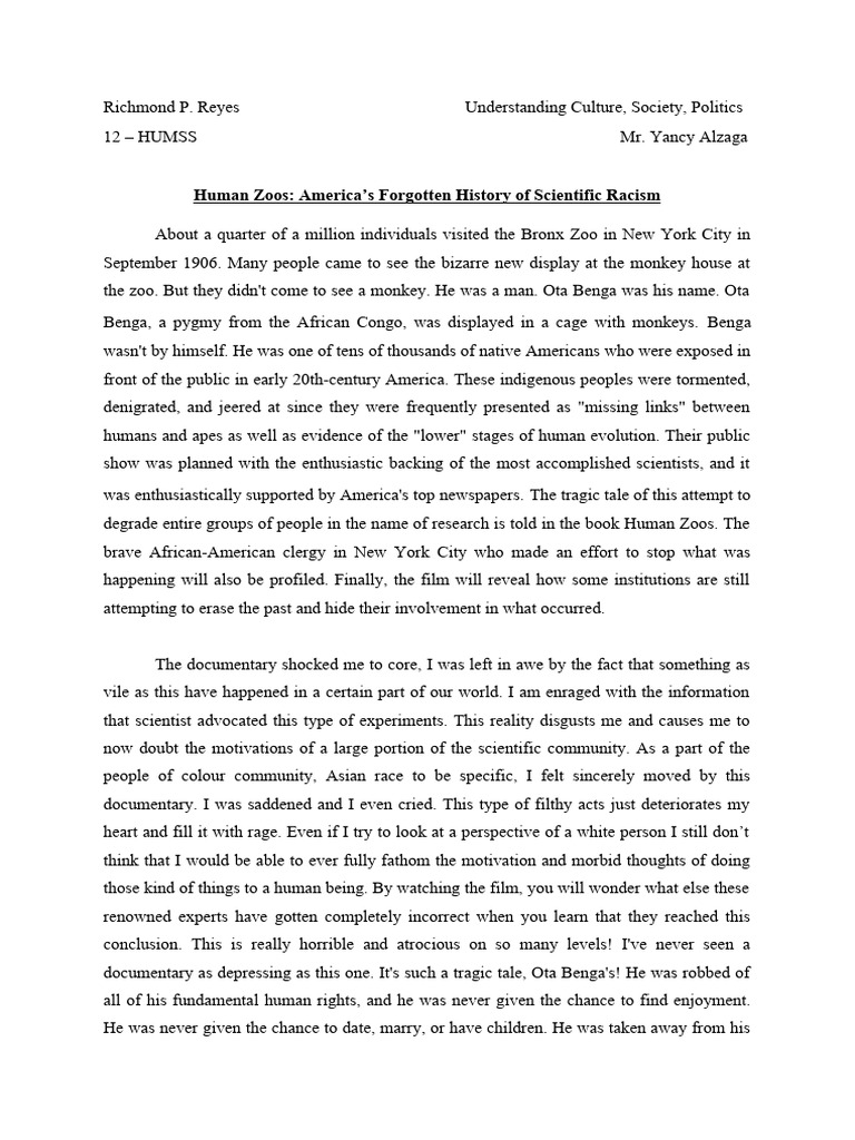Human Zoos Americas Forgotten History of Scientific Racism | PDF | Zoo
