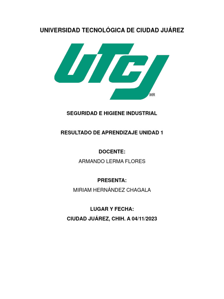 Ra - U1 - Seguridad e Higiene | PDF | Organización Internacional del Trabajo | Derecho laboral