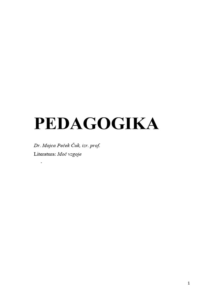 PEDAGOGIKA - Predavanja | PDF