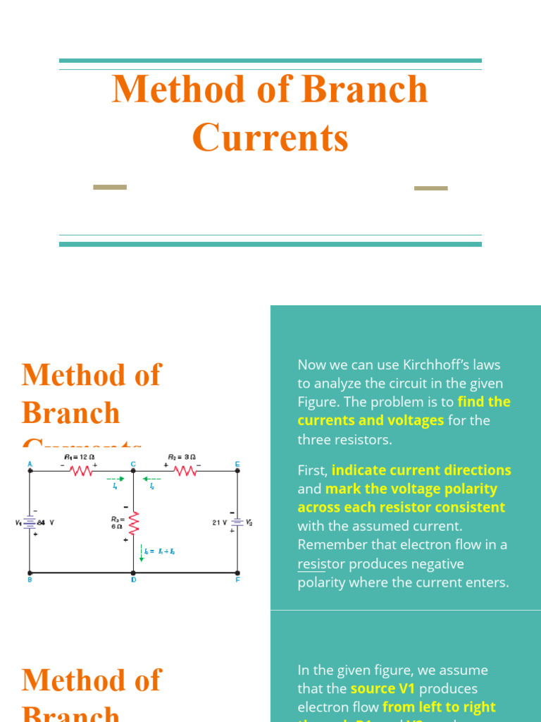 Method of Branch Currents | PDF | Equations | Electric Current