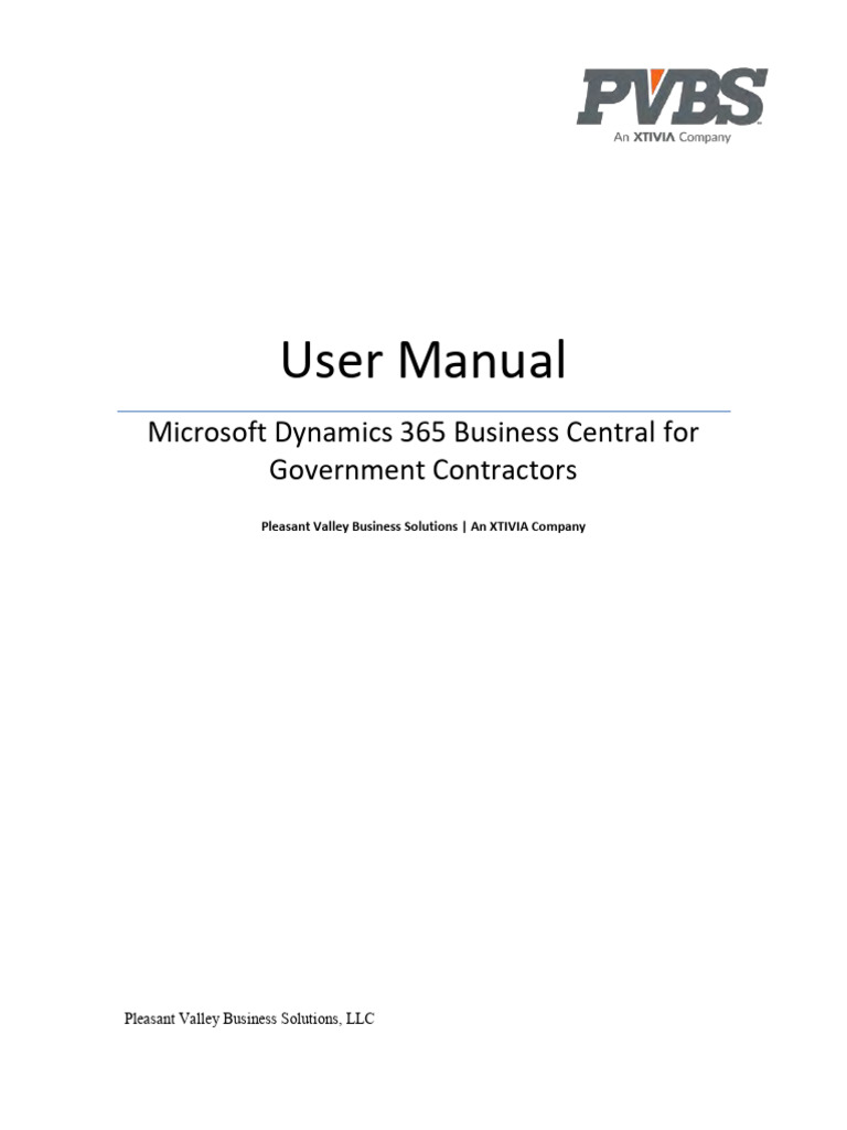 PVBS User Manual Microsoft Dynamics 365 Business Central For Government Contractors | PDF | Cost ...