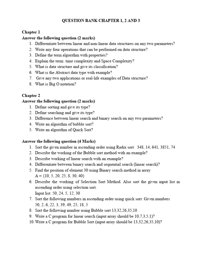 Question Bank (Chapter 1 and 2) | PDF