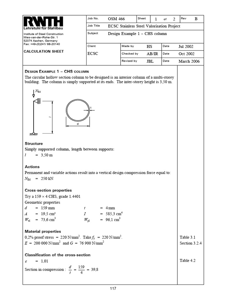 CHS Column | PDF | Buckling | Mechanics