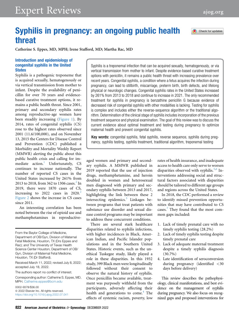 Congenital Syphilis in Pregnancy Risks | PDF | Infection | Pregnancy