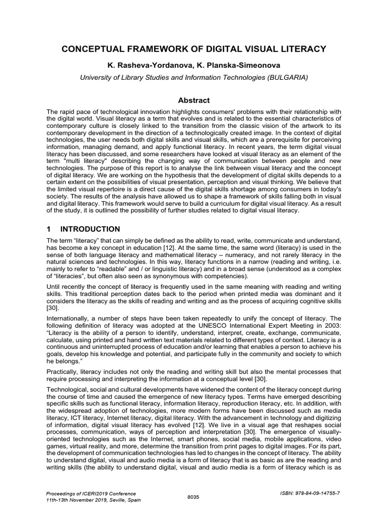 Conceptual Framework of Digital Visual Literacy | PDF | Literacy ...