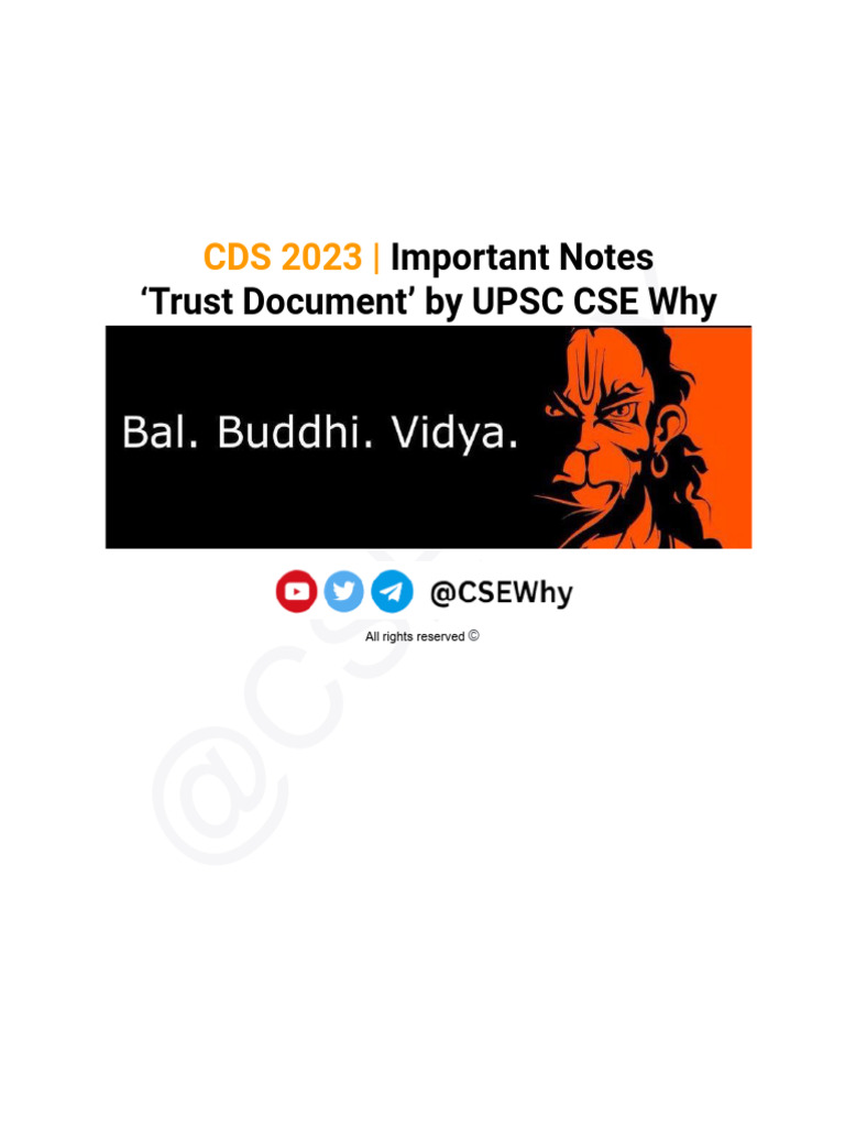 CDS 2023 Notes - UPSC CSE Why - Trust Document | PDF | Inflation