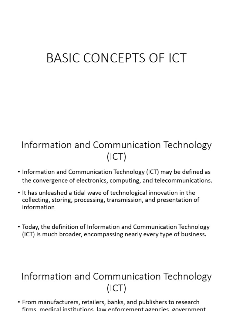 Basic Concept of ICT | PDF | Information Technology | Information And Communications Technology