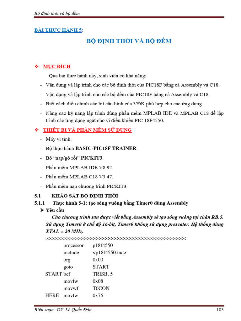 Bai 5 Timer Counter New | PDF